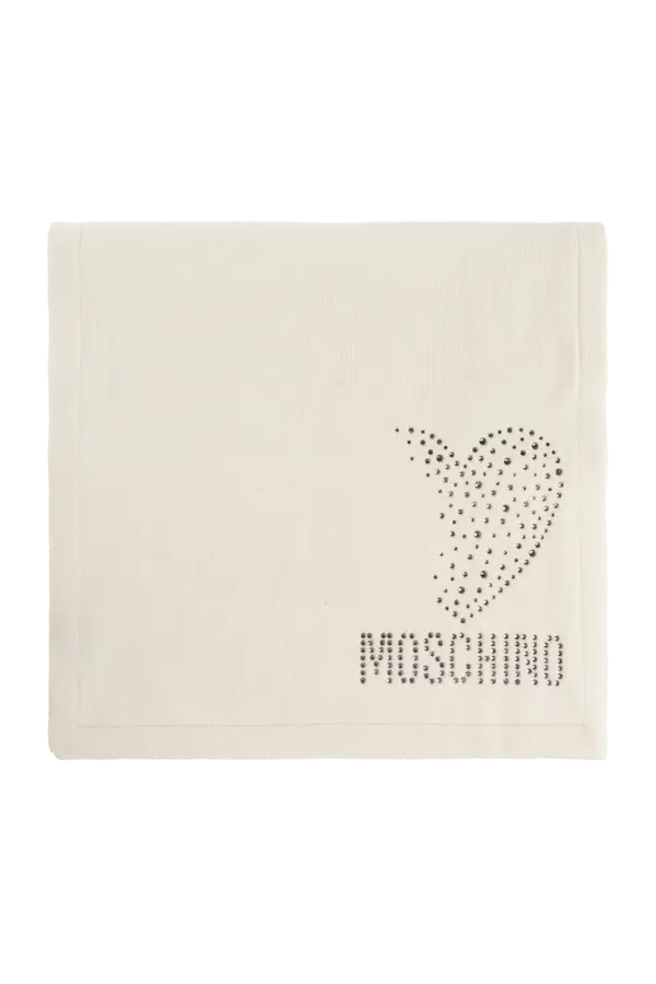 Moschino Wool Scarf With Shimmering Sequins - Cream