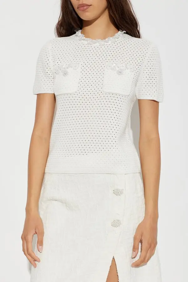SELF-PORTRAIT Top With Shimmering Appliqués