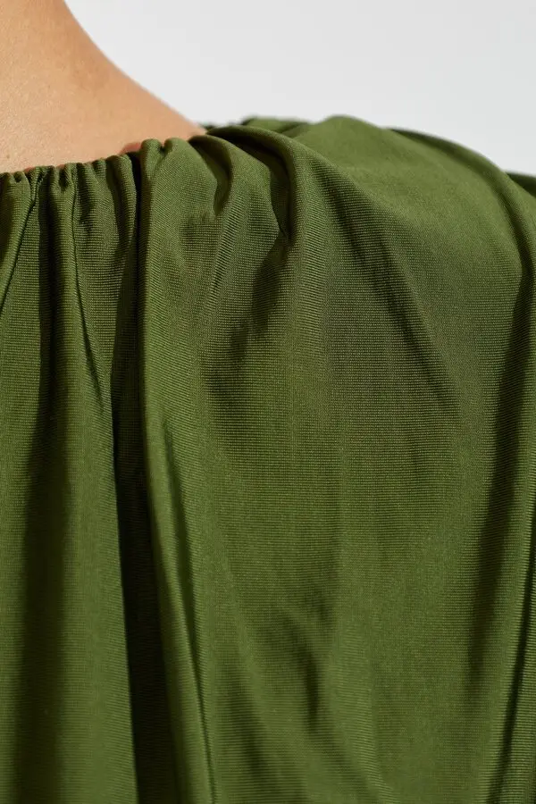 SELF-PORTRAIT Draped Top With Shoulder Pads - Green
