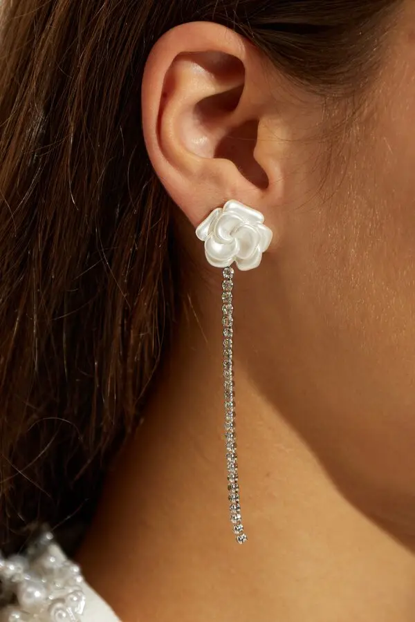 SELF-PORTRAIT Long Earrings With Shimmering Crystals