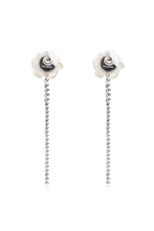 SELF-PORTRAIT Long Earrings With Shimmering Crystals