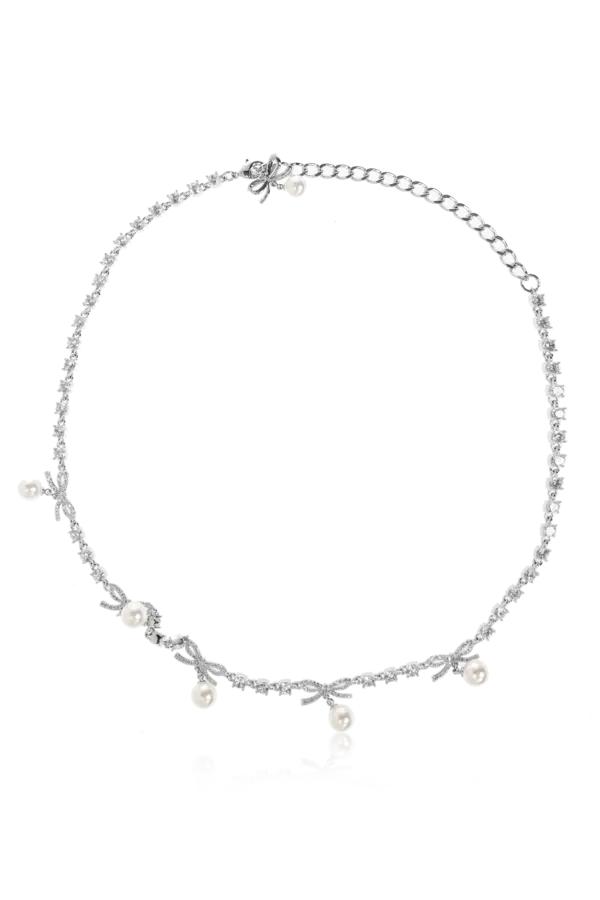 SELF-PORTRAIT Necklace With Shimmering Crystals - Silver