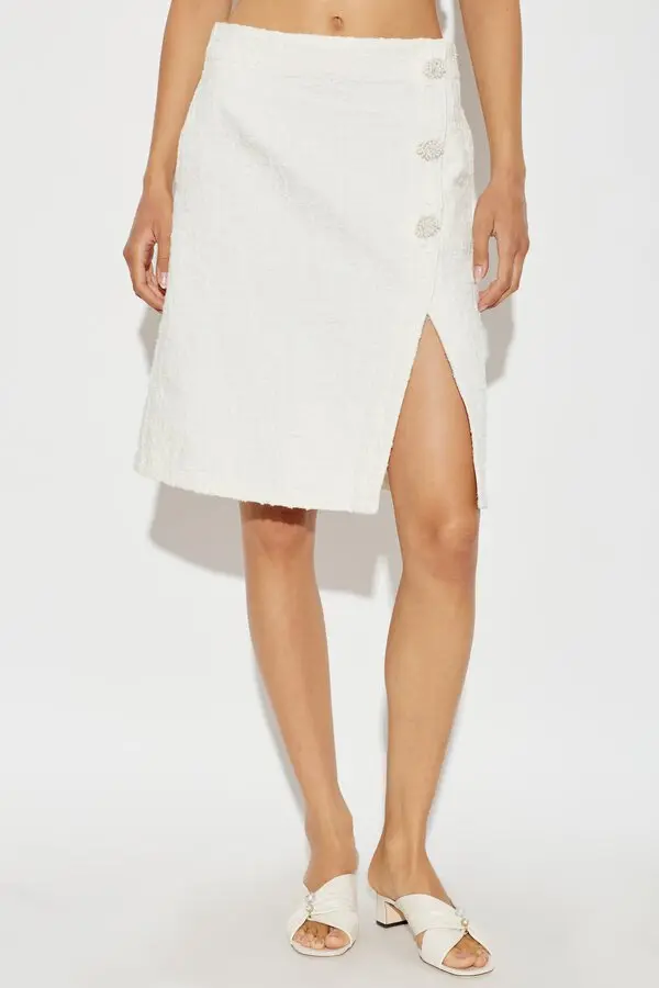 SELF-PORTRAIT Cotton Skirt With A Slit