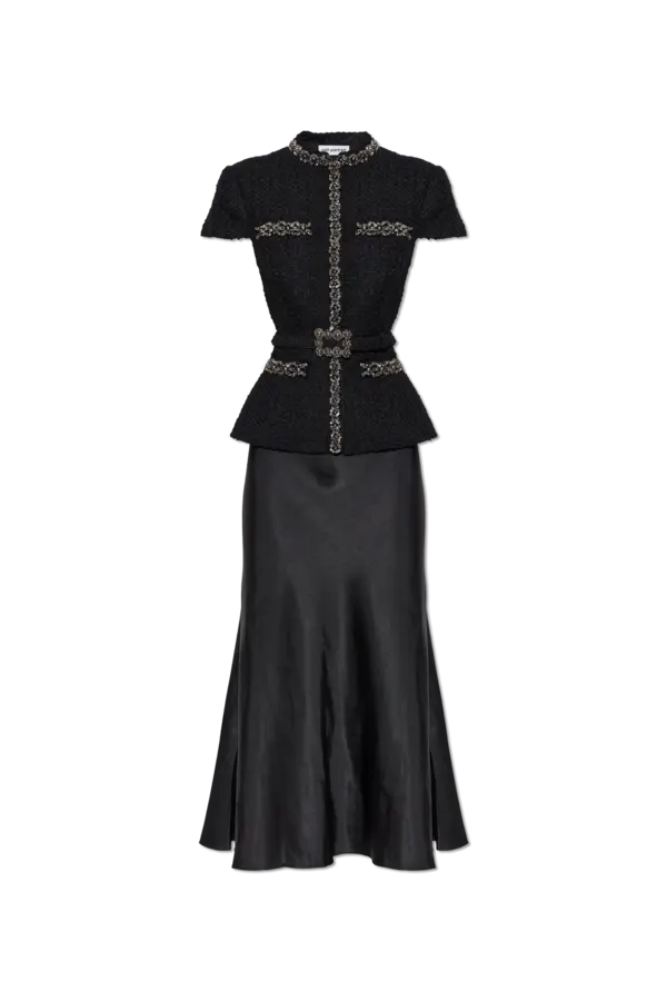 SELF-PORTRAIT Dress With Shimmering Appliqués - Black