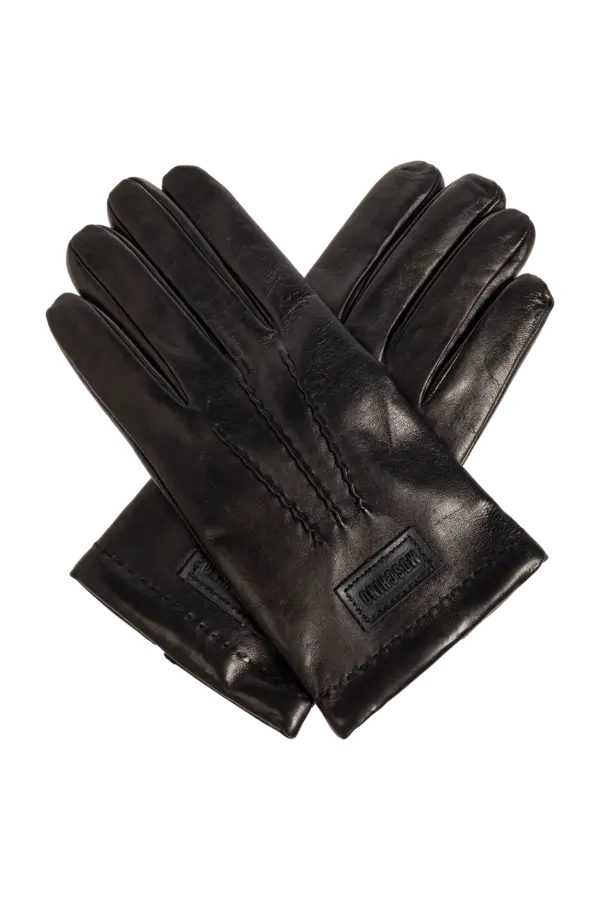 Moschino Leather Gloves With Logo