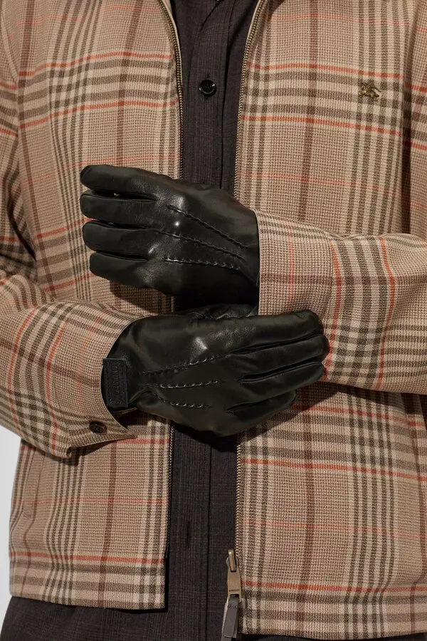 Moschino Leather Gloves With Logo
