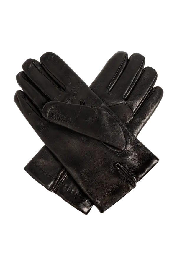 Moschino Leather Gloves With Logo