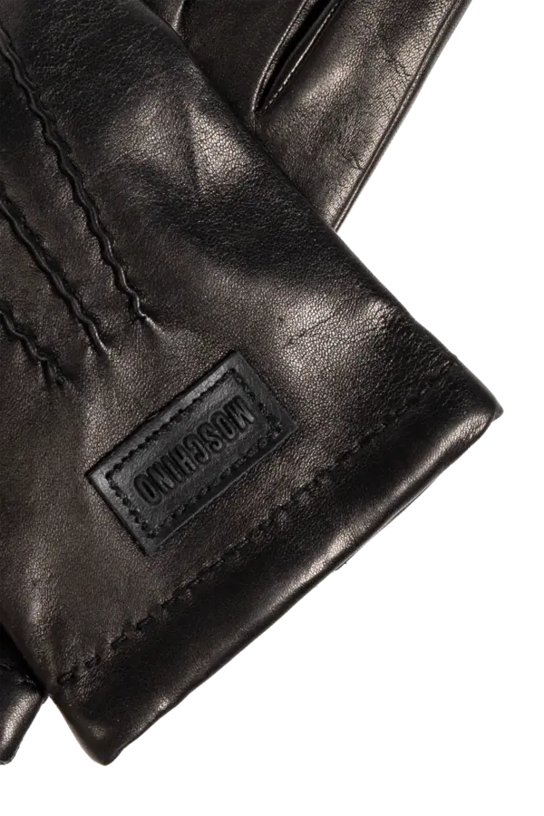 Moschino Leather Gloves With Logo