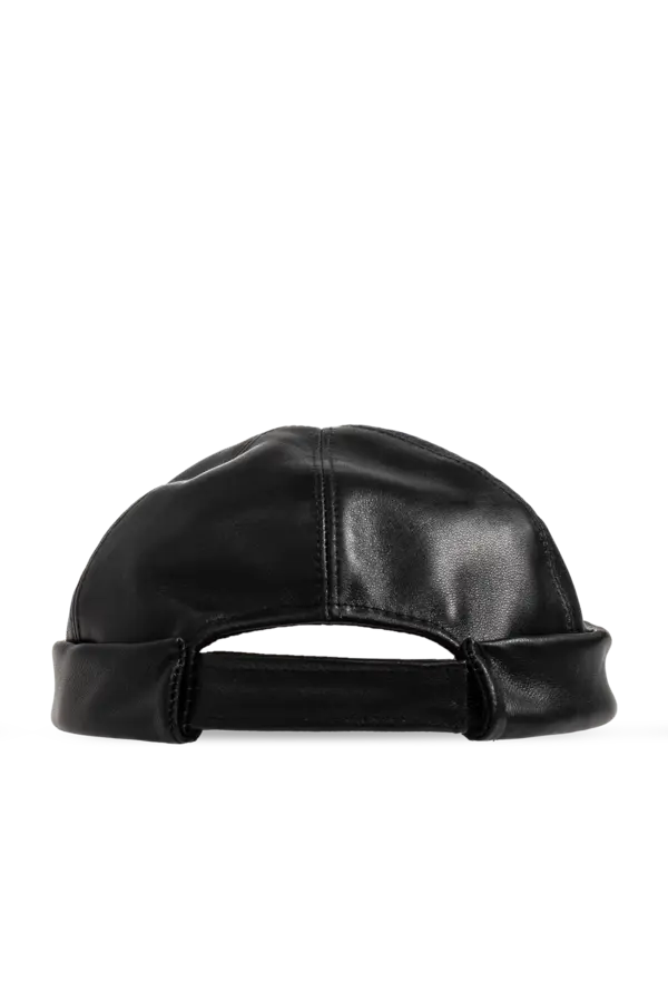 Moschino Leather Cap With Logo Patch