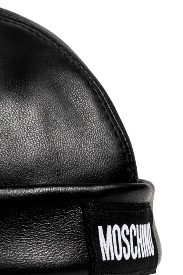 Moschino Leather Cap With Logo Patch