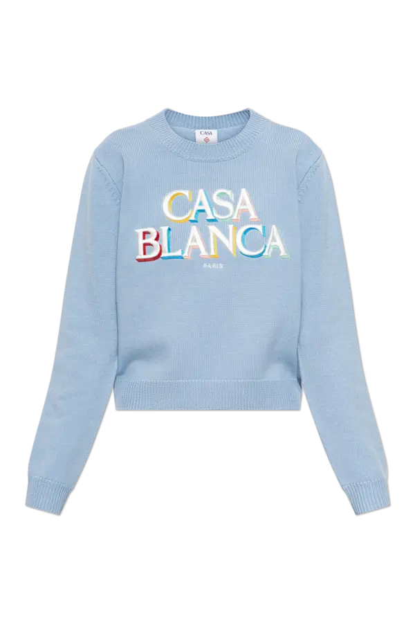 Casablanca Sweater With A Colorfully Embroidered Logo - Blue