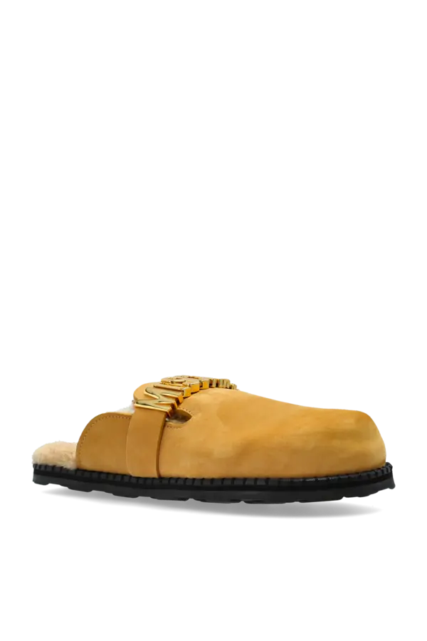 Moschino Suede Slides With Logo
