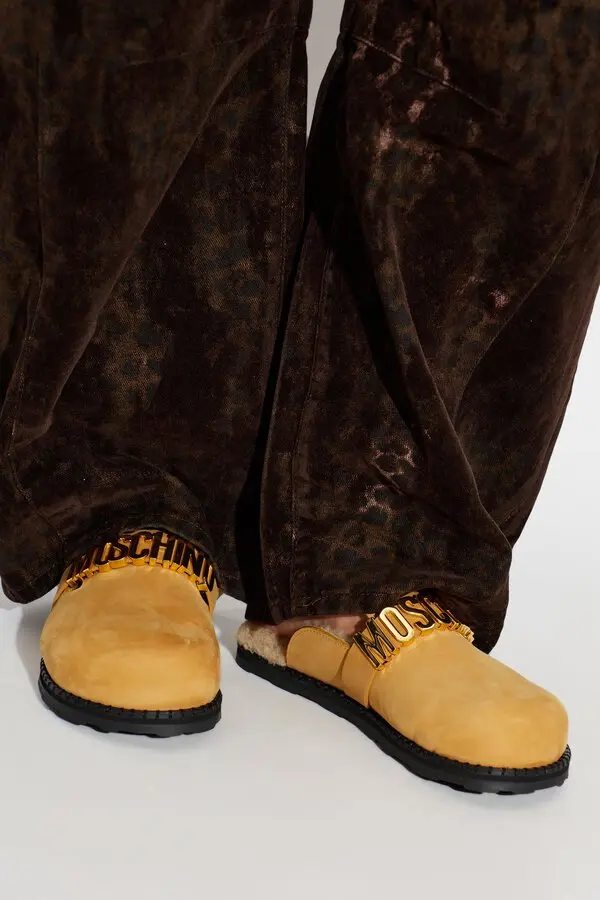 Moschino Suede Slides With Logo