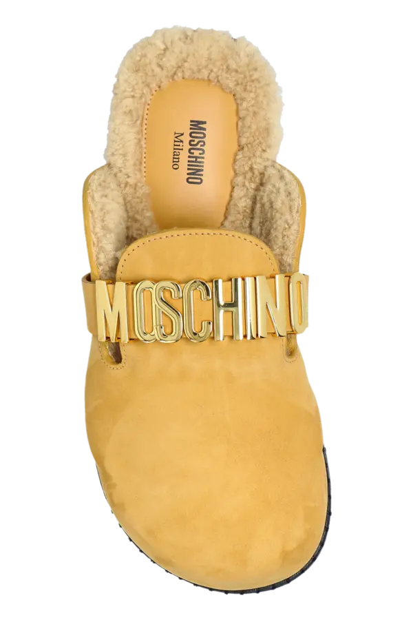Moschino Suede Slides With Logo