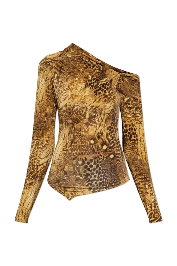 ALLSAINTS Arlie Animal Print Asymmetric Top - Brown
