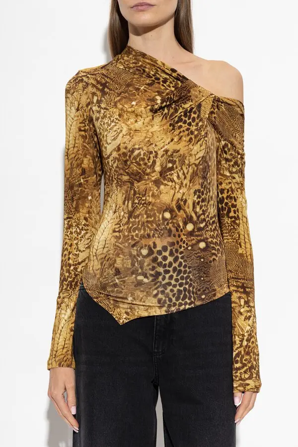 ALLSAINTS Arlie Animal Print Asymmetric Top - Brown