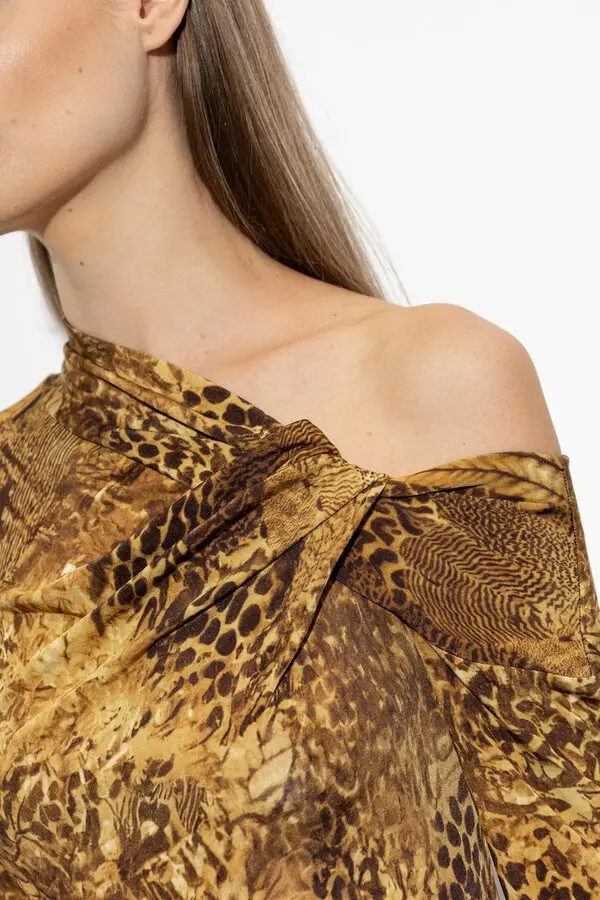 ALLSAINTS Arlie Animal Print Asymmetric Top - Brown