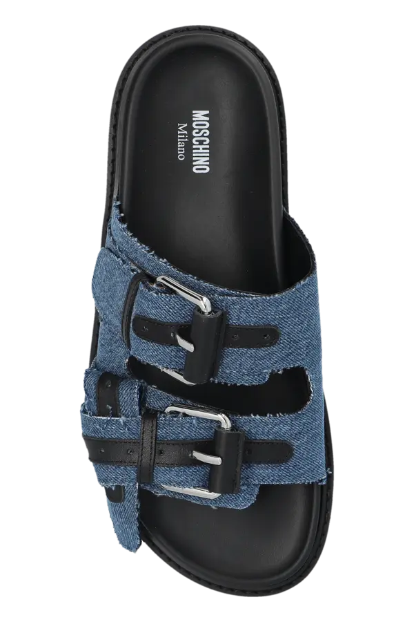Moschino Denim Slides With A 'vintage' Effect