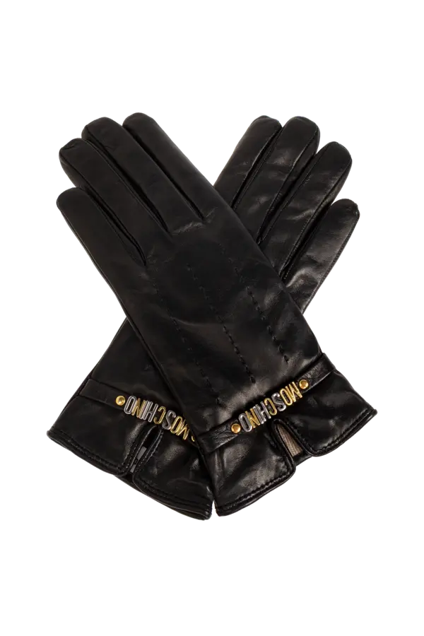 Moschino Leather Gloves With Logo
