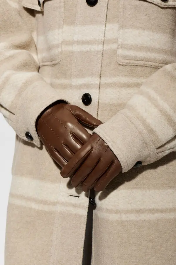 Moschino Leather Gloves With Logo