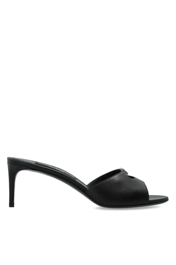 Dolce & Gabbana Leather Heeled Mules - Black