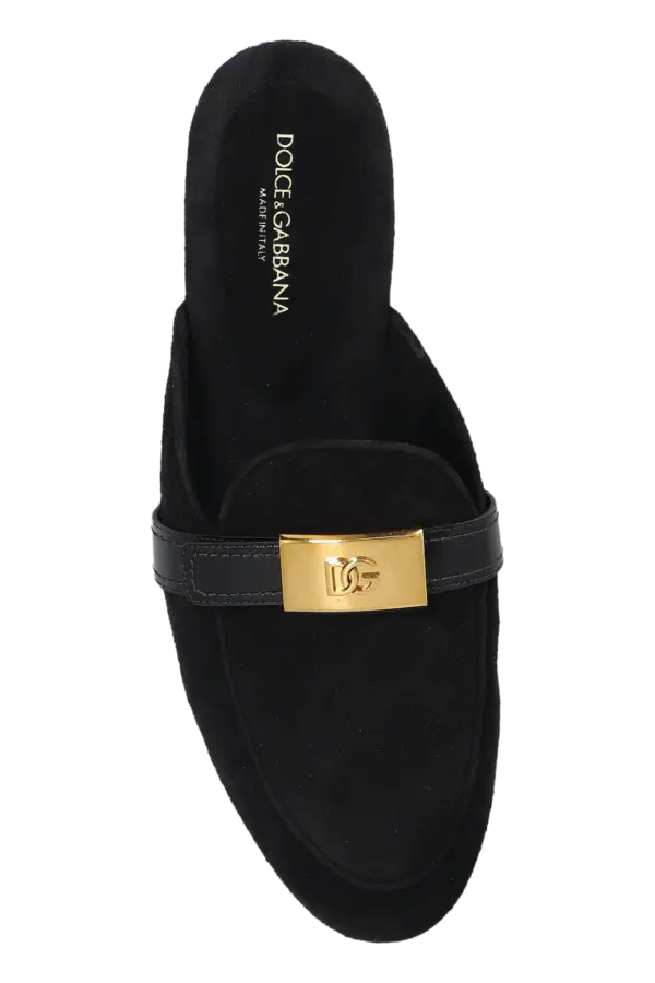 Dolce & Gabbana Suede Slides With Logo