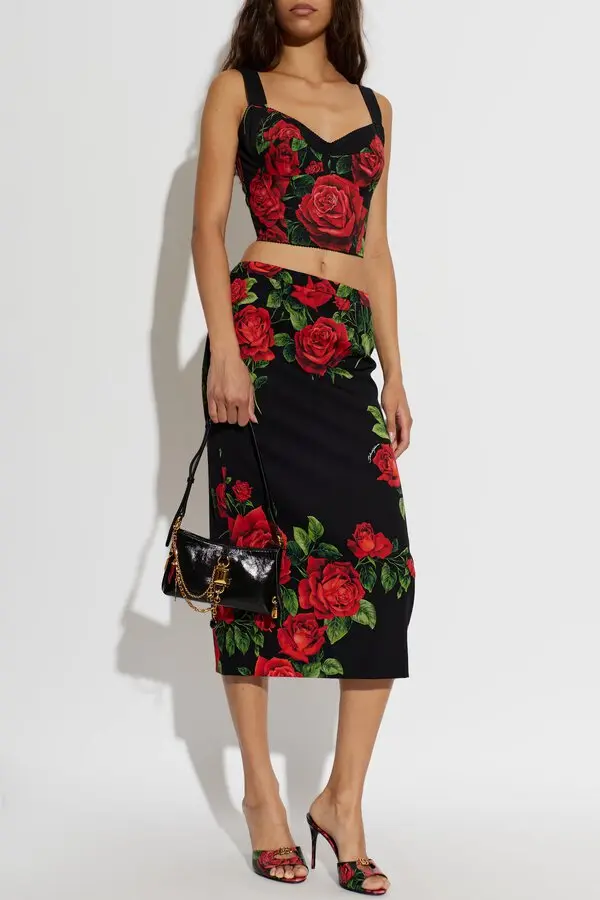 Dolce & Gabbana Leather Floral Heeled Mules
