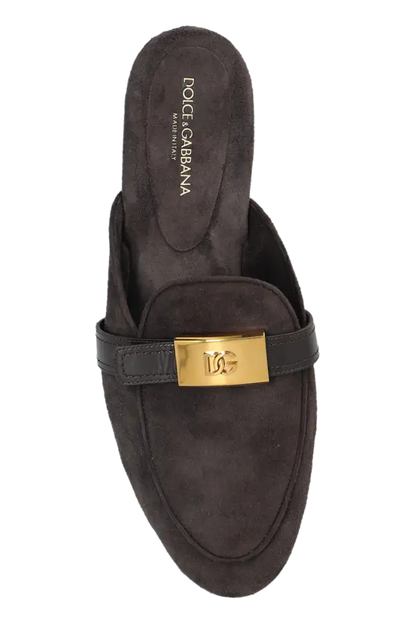 Dolce & Gabbana Suede Slides With Logo