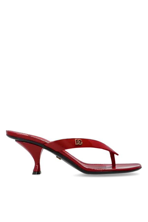 Dolce & Gabbana Leather Heeled Mules - Red