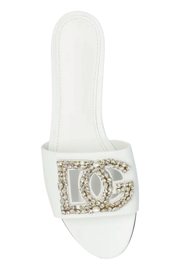 Dolce & Gabbana Leather Slides With Shimmering Embellishments