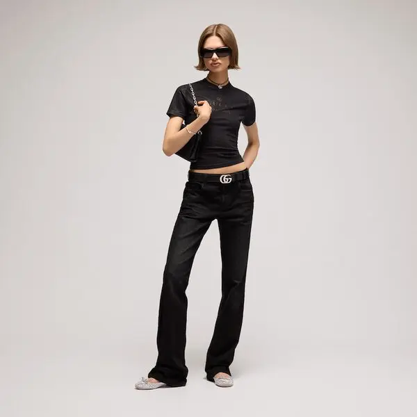Gucci Crystal Ballerina With Bamboo Metal