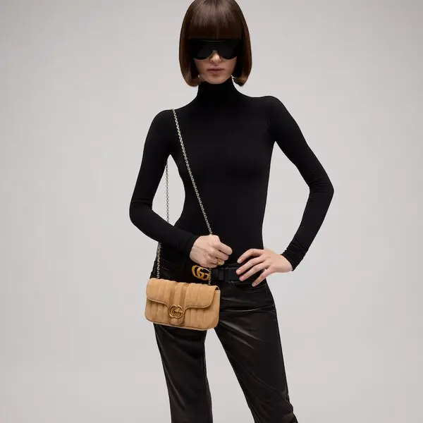 Gucci Gg Marmont Suede Shoulder Bag