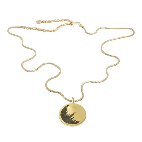 ZEWORKS Black / Gold Sahara Blues The Raven Handcrafted Brass Necklace With Lava Stone Inlay - Black/gold