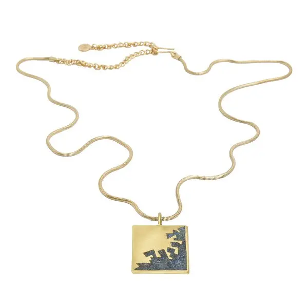 ZEWORKS Gold / Blue Sahara Blues – Kasbah Handcrafted Brass Necklace With Lapis Lazuli Inlay - Gold/blue