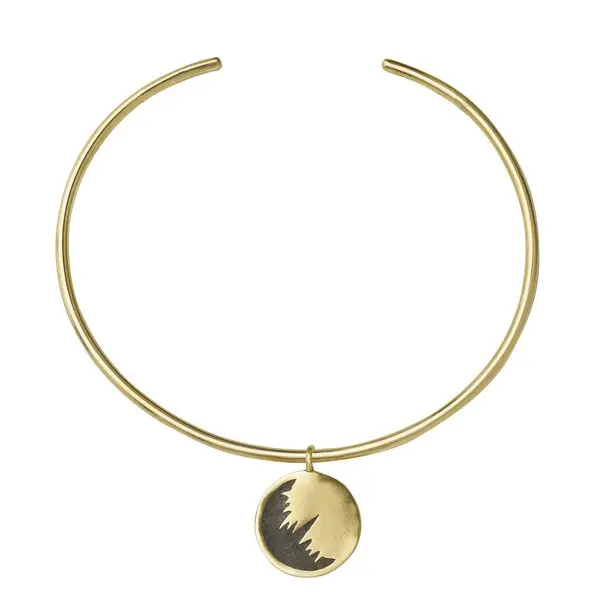 ZEWORKS Gold / Black Sahara Blues – The Raven Handcrafted Brass Choker With Lava Stone Inlay - Gold/black