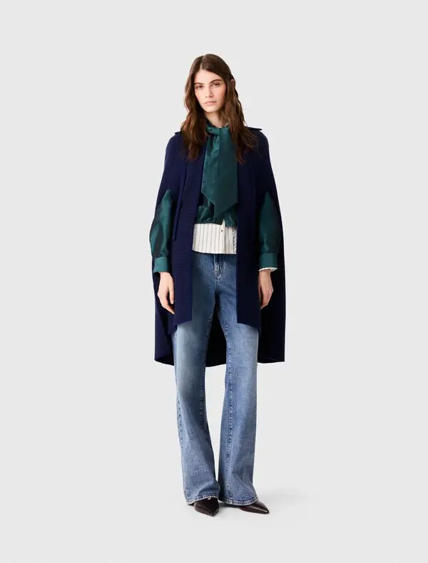 Maje Longline Cape Cardigan - Navy