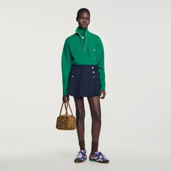 Sandro Wool Skort With Buttons