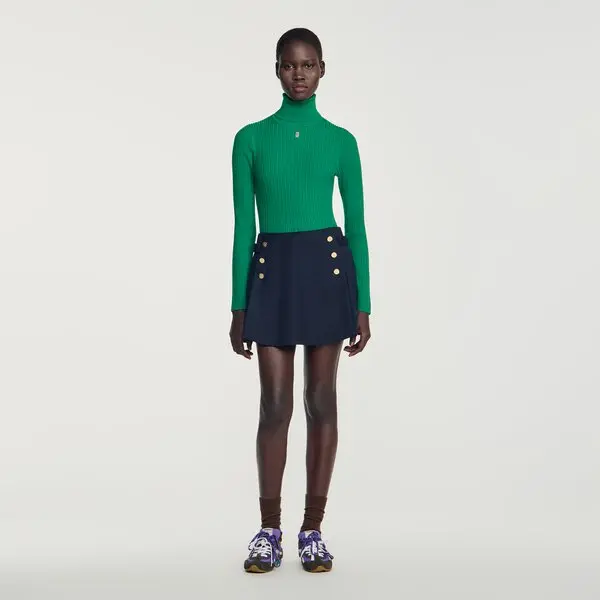 Sandro Wool Skort With Buttons