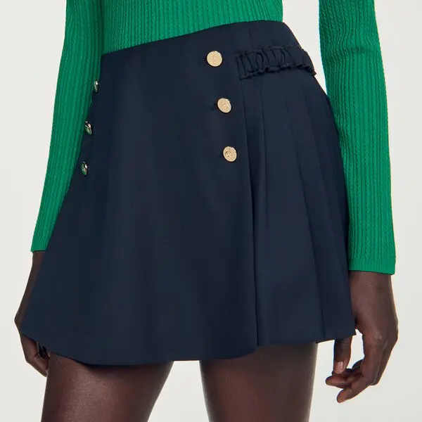 Sandro Wool Skort With Buttons
