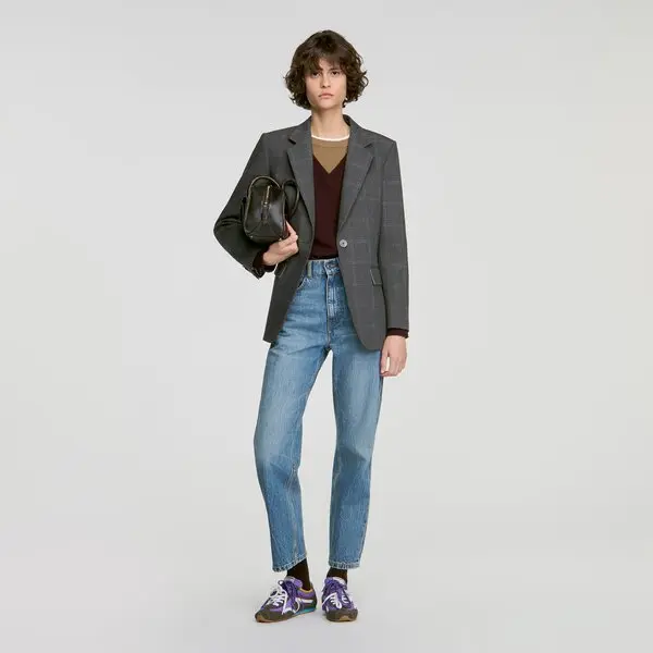 Sandro Check Tailored Jacket