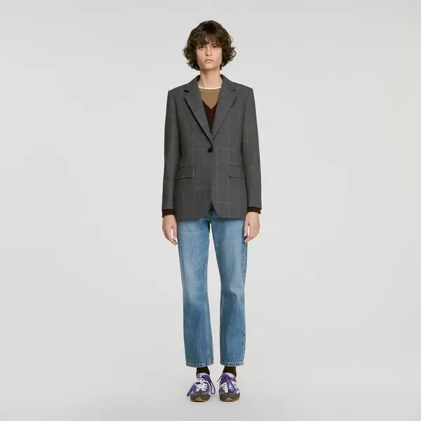 Sandro Check Tailored Jacket