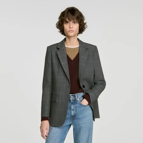 Sandro Check Tailored Jacket