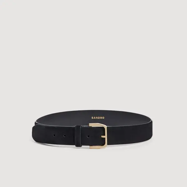 Sandro Wide Suede Belt - Black