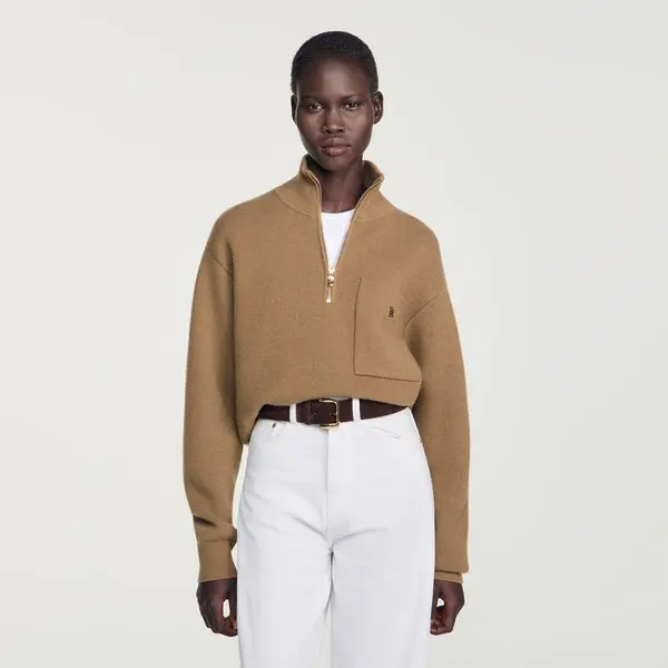 Sandro Wide Suede Belt - Brown