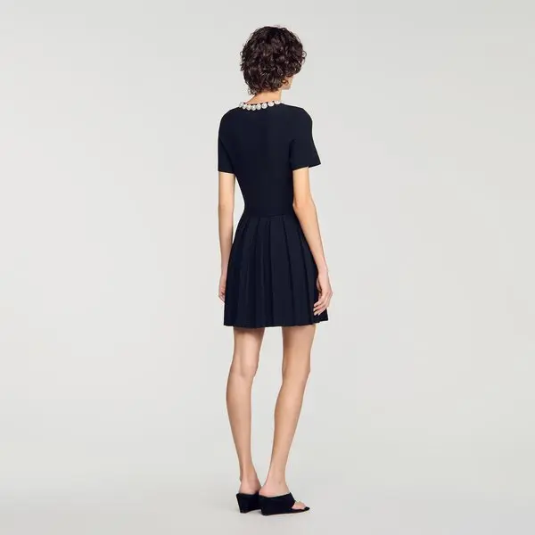 Sandro Short Dress With Beaded Flowers