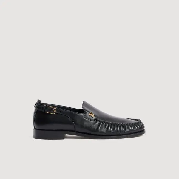 Sandro Leather Buckle Loafers - Black