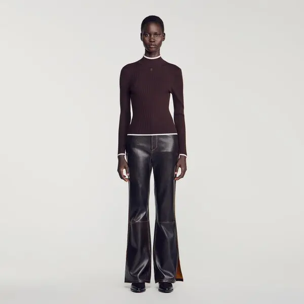 Sandro Ribbed Mock Neck Sweater