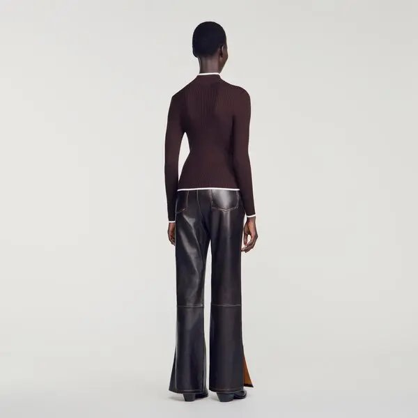 Sandro Ribbed Mock Neck Sweater