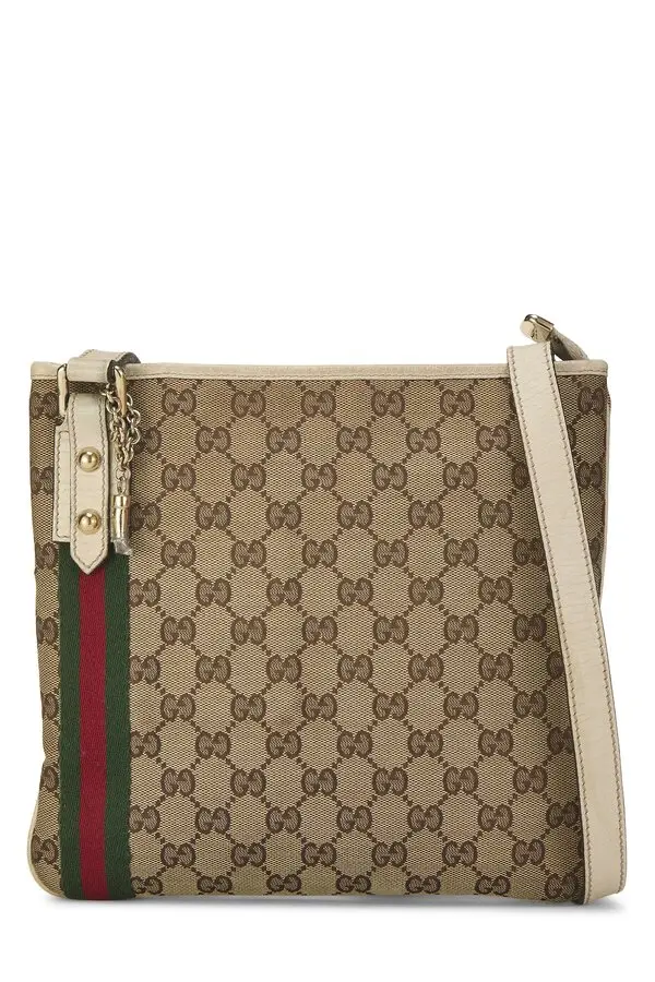Gucci White Original Gg Canvas Jolicoeur Messenger - Beige