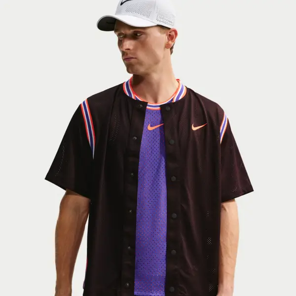 Nike Court Slam Dri-fit Button-up Tennis Top - Red